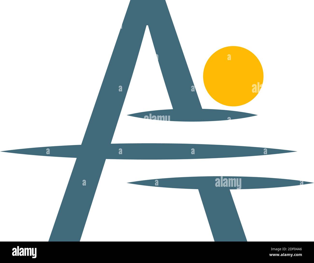 Logo icon Letter A with sunset icon design illustration Stock Vector ...