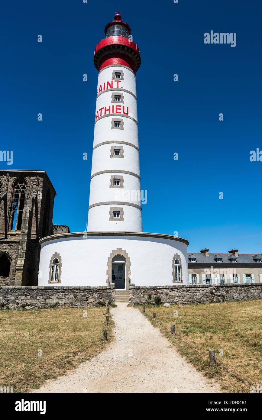 Exterior of the Saint-Mathieu lighthouse, Brittany, France, Europe ...