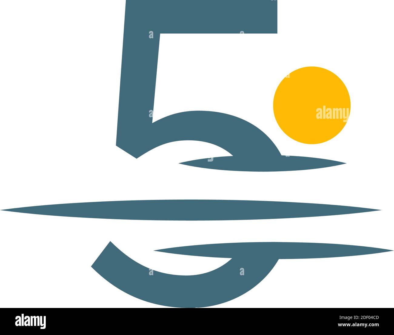 Logo icon number 5 with sunset icon design illustration Stock Vector ...