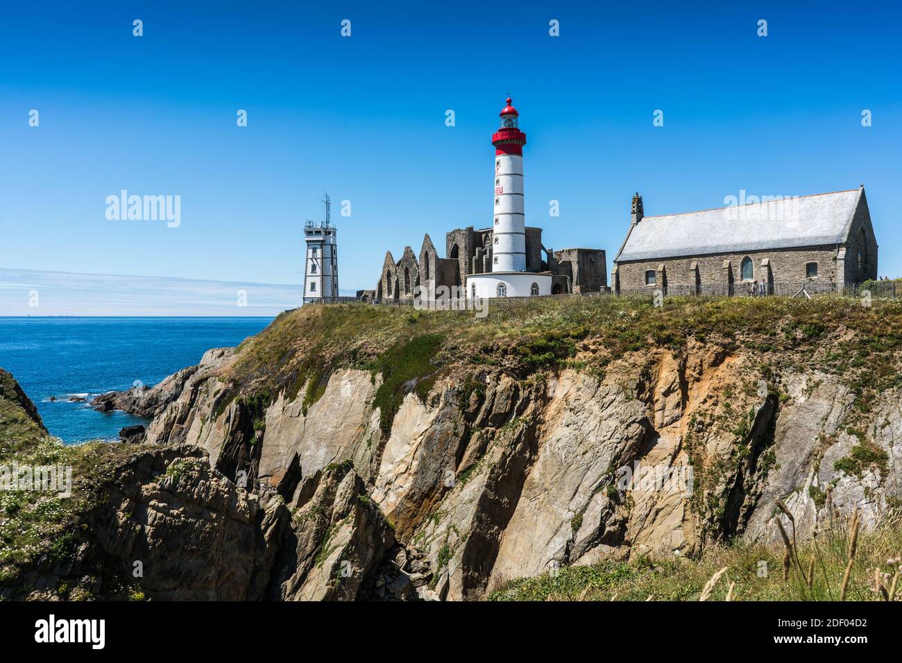 Exterior of the Saint-Mathieu lighthouse, Brittany, France, Europe ...