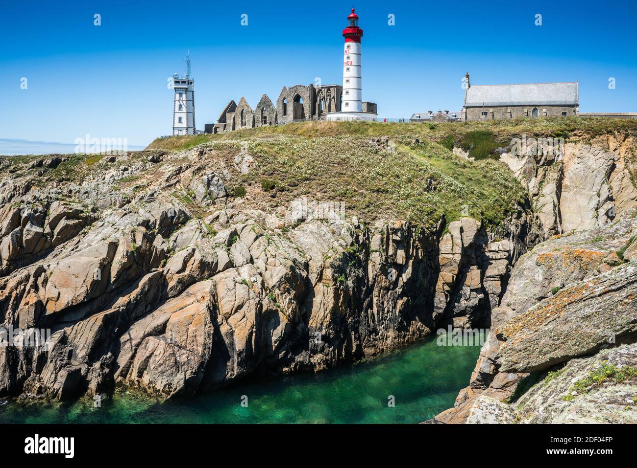 Exterior of the Saint-Mathieu lighthouse, Brittany, France, Europe ...