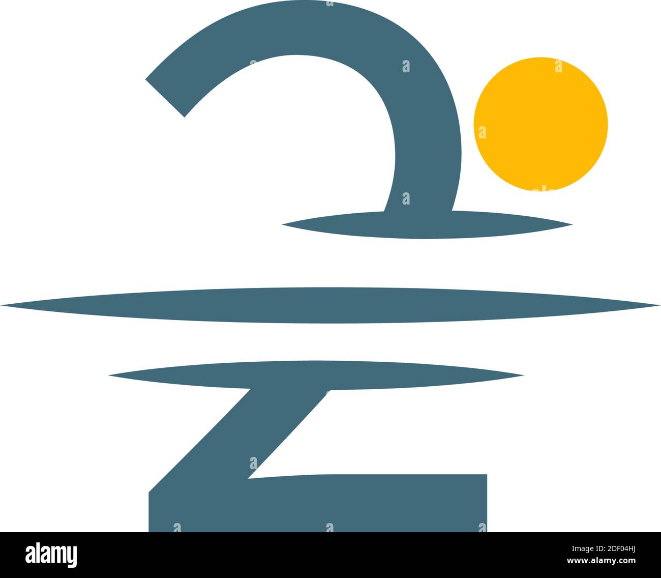 Logo icon number 2 with sunset icon design illustration Stock Vector ...