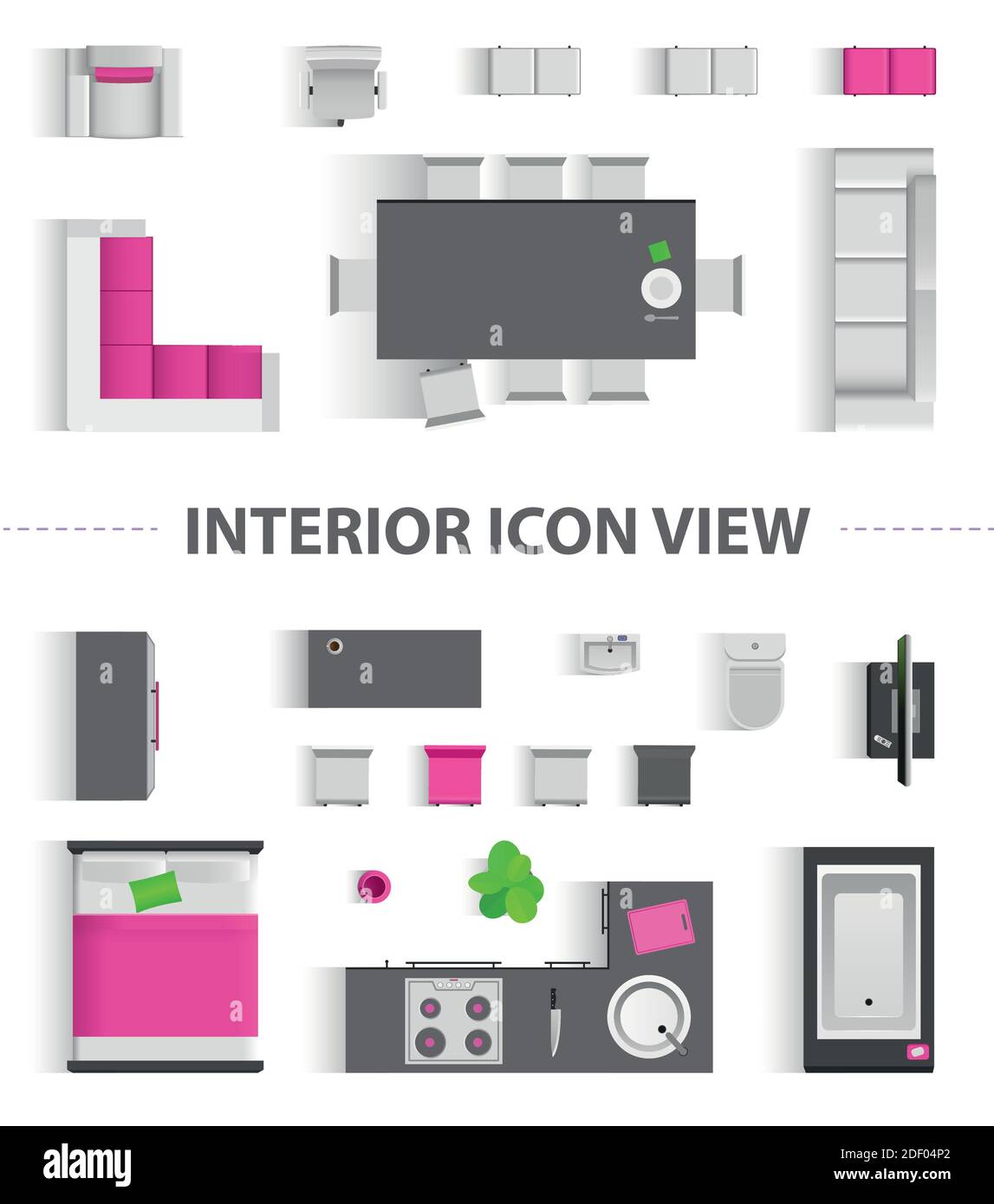 Set top view for interior icon design. Isolated Vector Illustration ...
