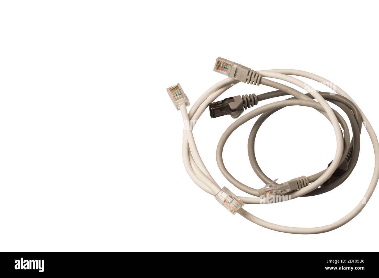 Close up view of cable network connection, internet communication and ...