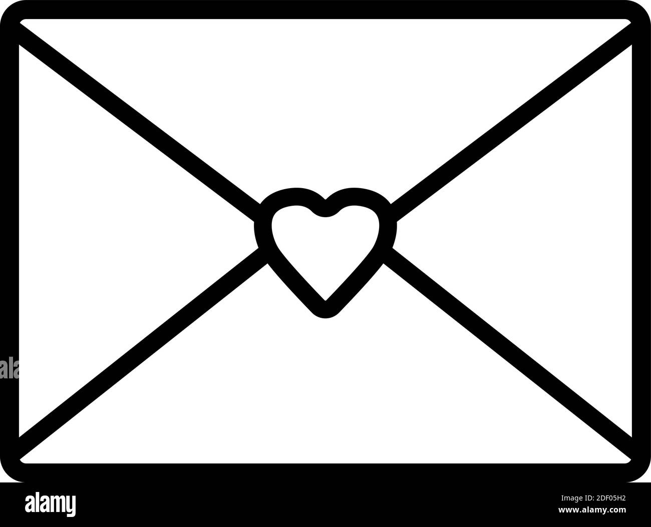 The simple outline closed letter with the heart Stock Vector Image ...