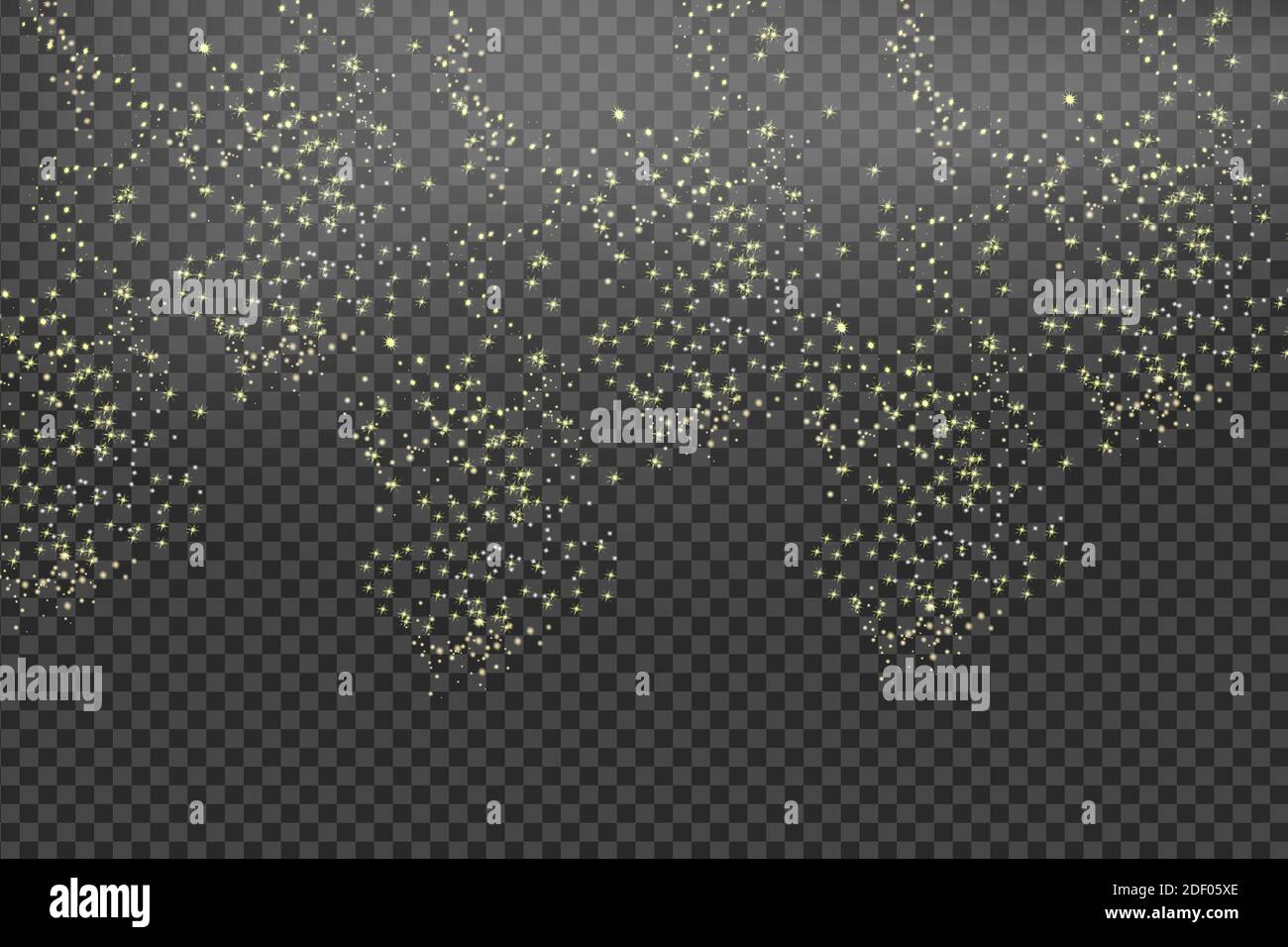 old and silver glittering stars in a white cloud of dust.Sparkling ...