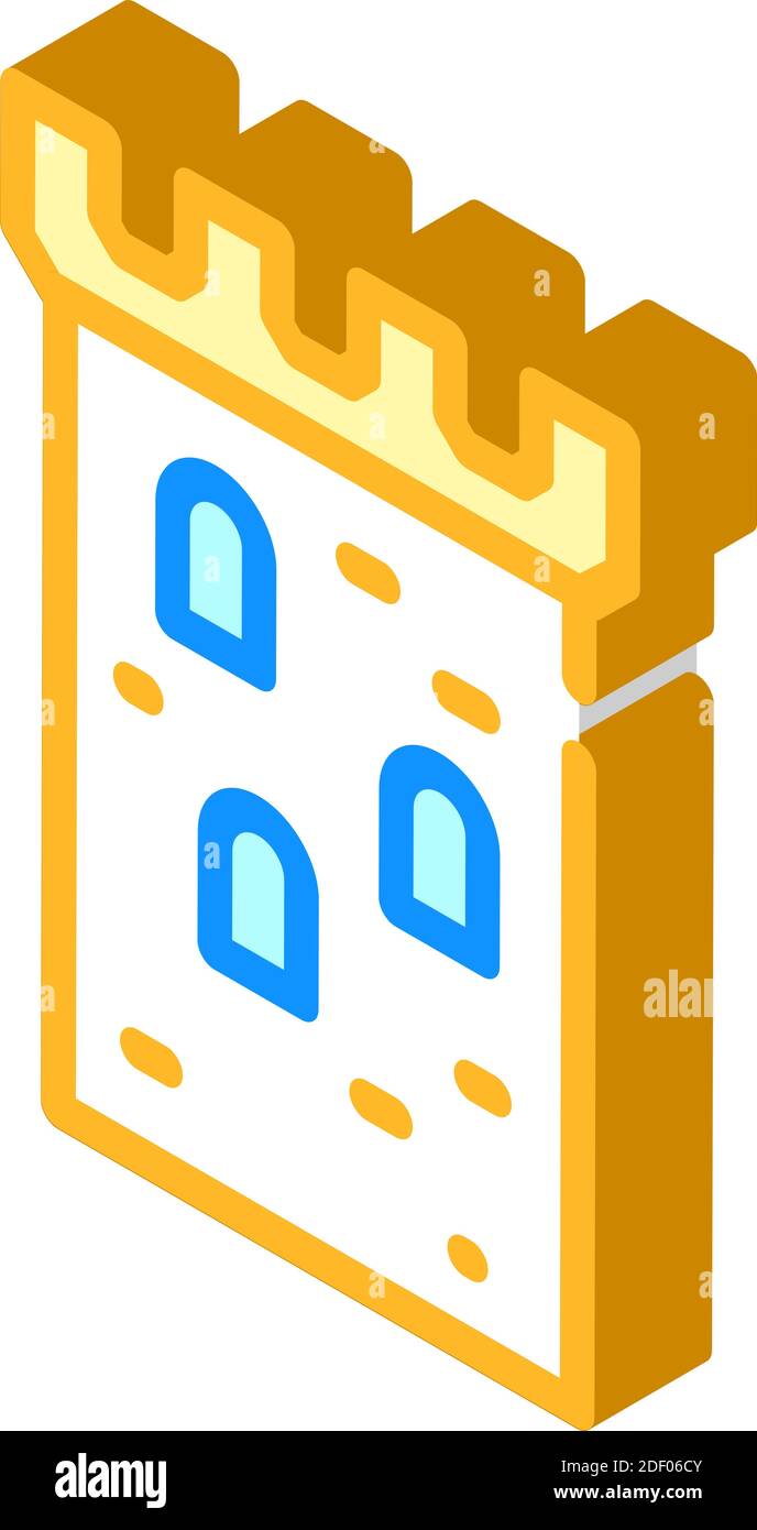 tower of antique castle isometric icon vector illustration Stock Vector ...