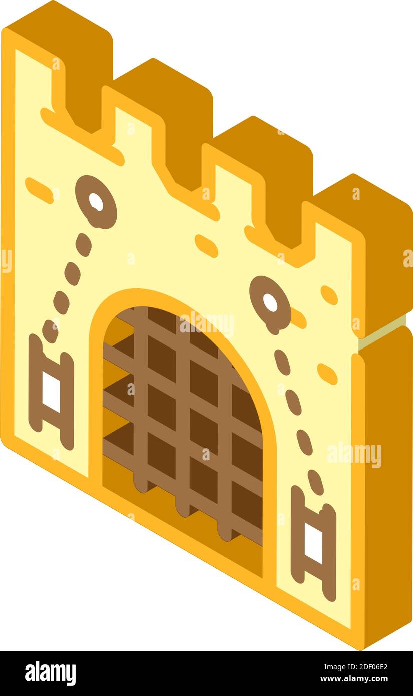 grid goal of ancient castle isometric icon vector illustration Stock ...