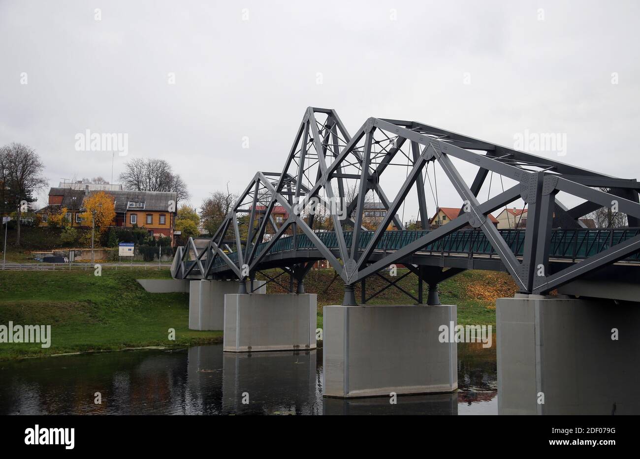 Wooden pedestrian bridge, wooden construction, Lithuania, Kedainiai ...