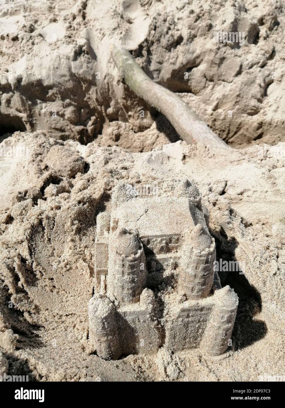 A top view of a beach sand castle on a sunny day Stock Photo - Alamy