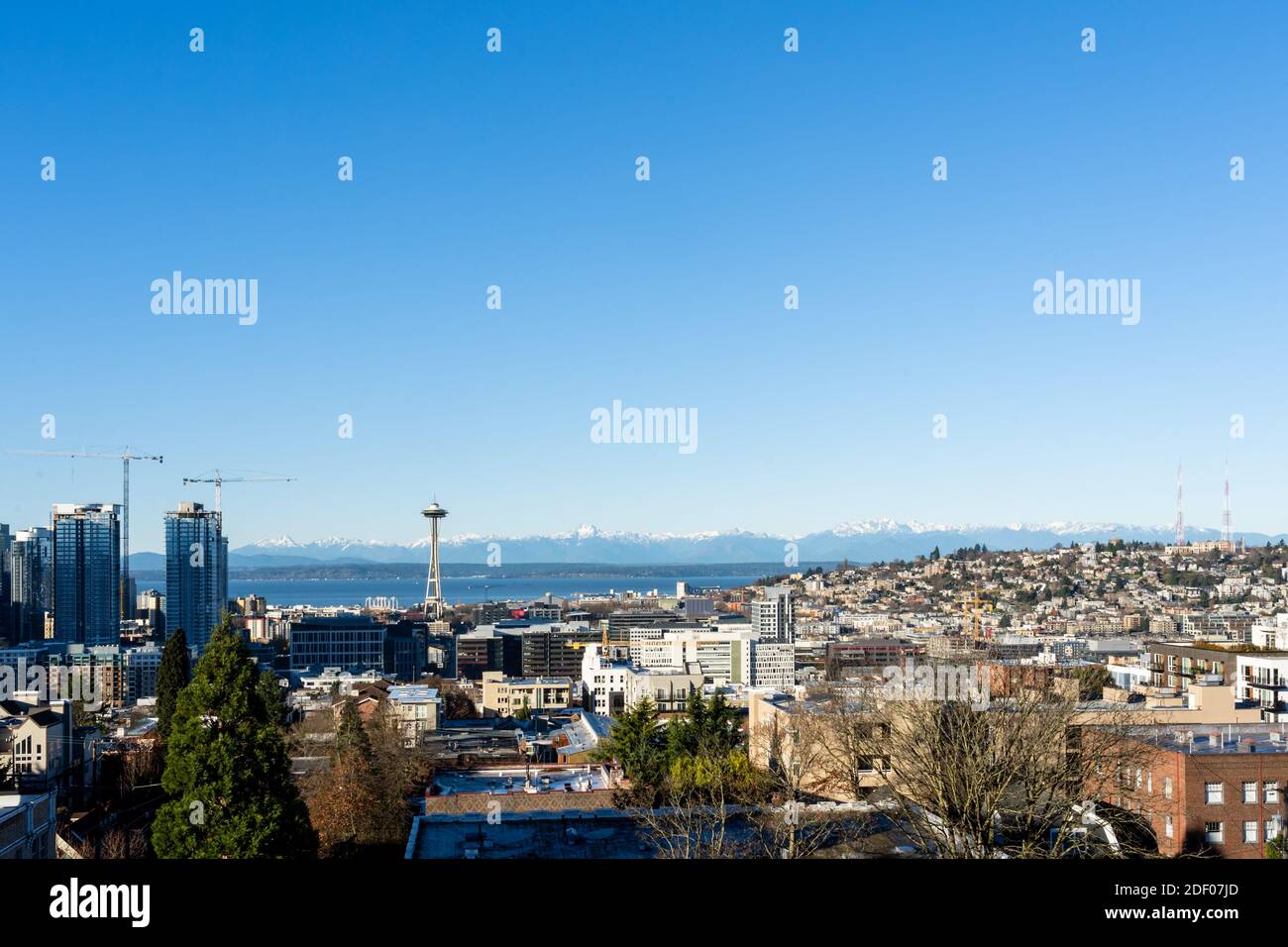 View over South Lake Union to Puget Sound and the Olympic Mountains ...