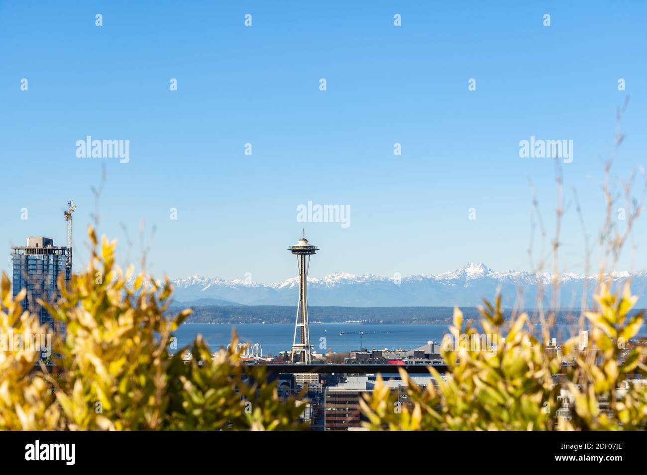 View over South Lake Union to Puget Sound and the Olympic Mountains ...
