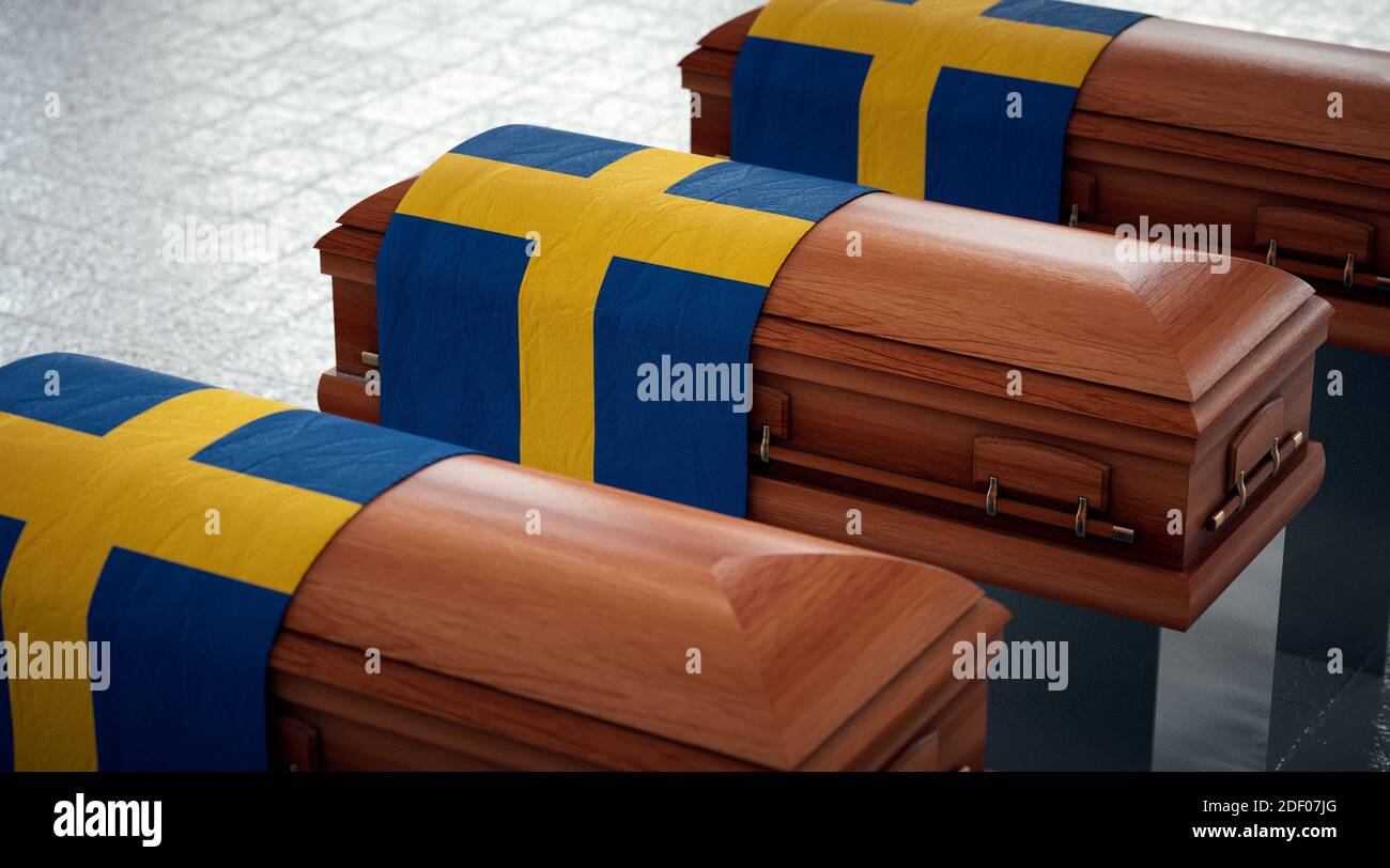 State funeral in Sweden. Coffins in national pavilion Stock Photo - Alamy