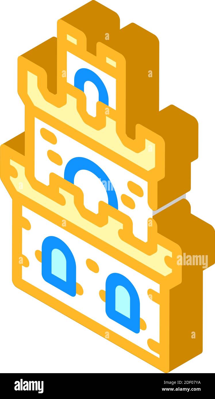 tower building of vintage castle isometric icon vector illustration ...