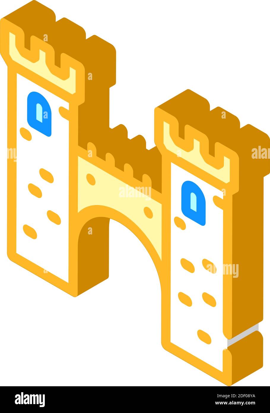 bridge between castle towers isometric icon vector illustration Stock ...