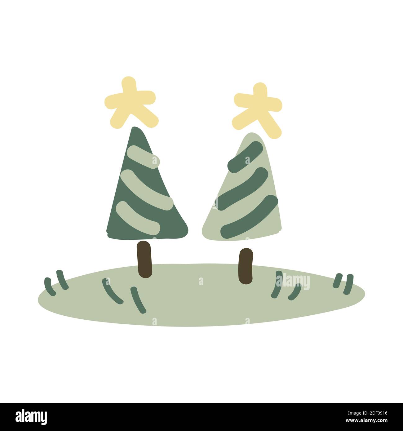 Cute cartoon christmas tree gender neutral lineart vector illustration ...