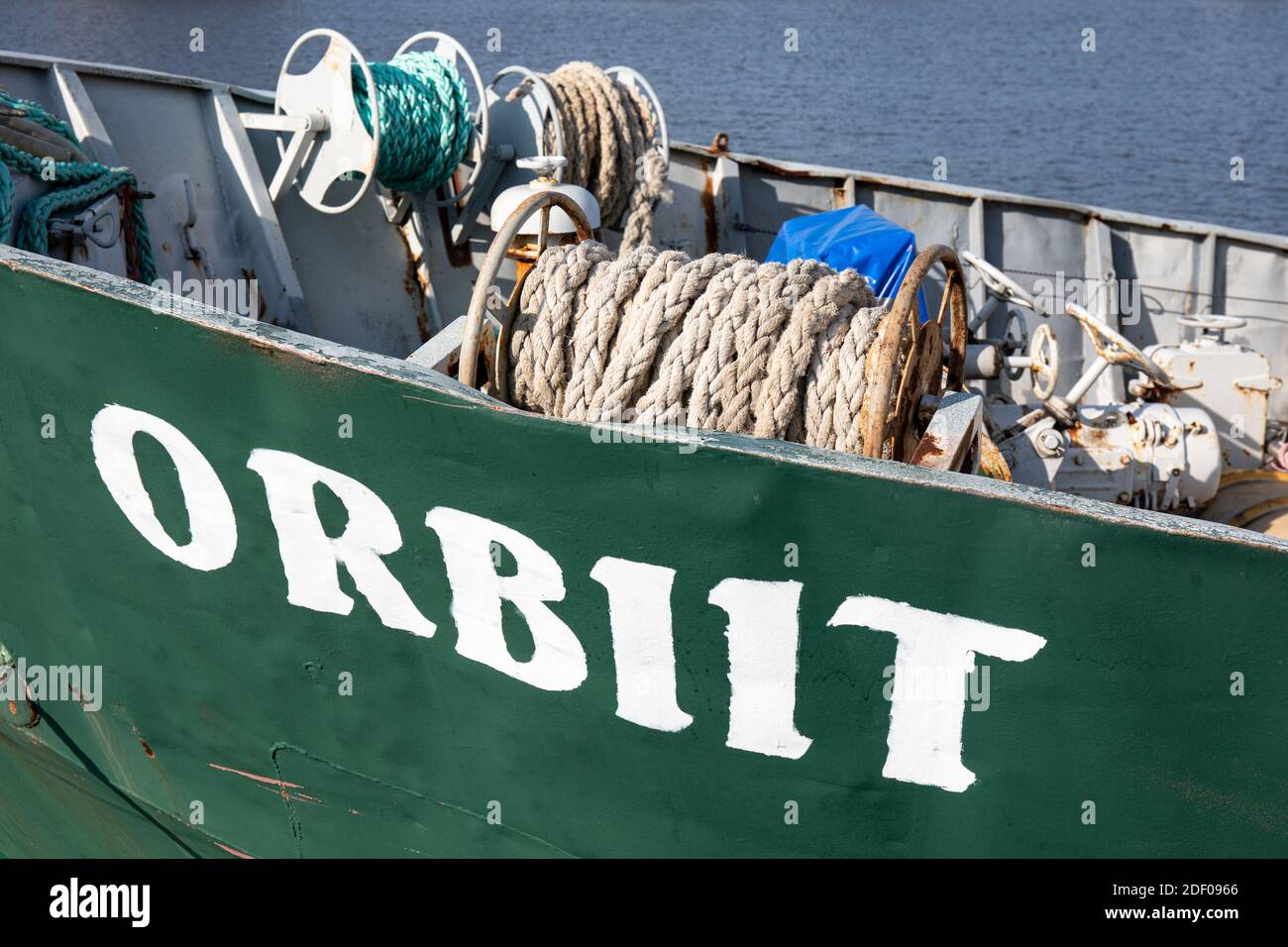 Rope coins on M/S Orbiit diving support vessel deck Stock Photo - Alamy