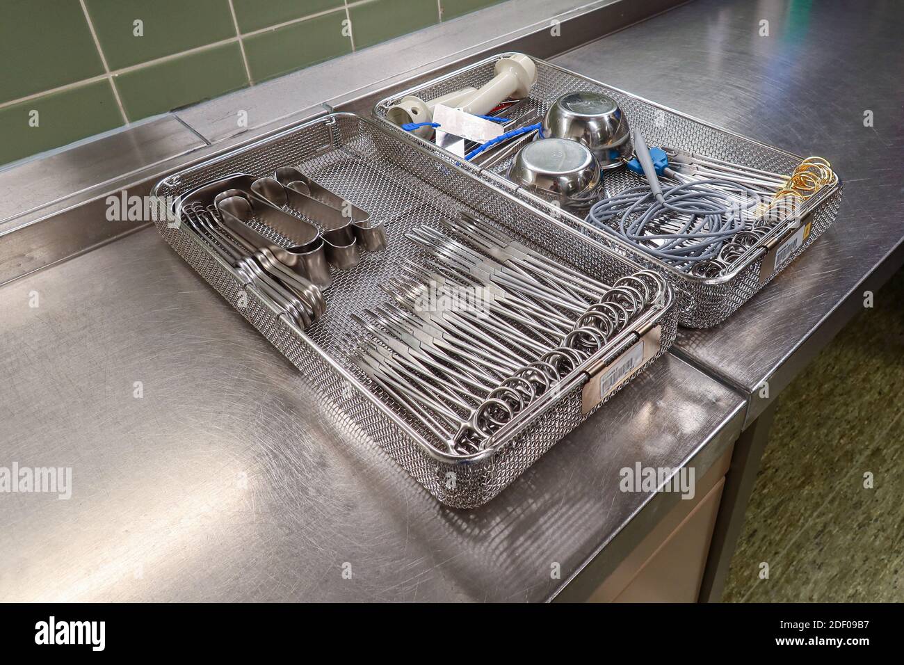 in a sterilization department of a hospital, cleaned and disinfected ...