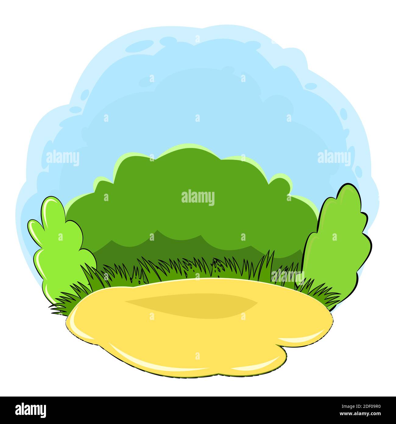 Landscape background. Cartoon flat style. In the form of soft rounded ...