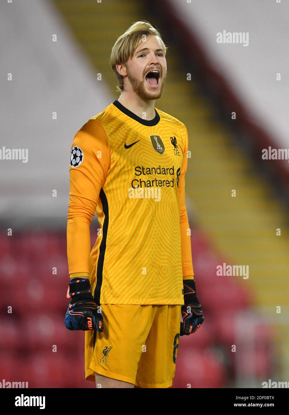 Liverpool goalkeeper Caoimhin Kelleher during the UEFA Champions League ...