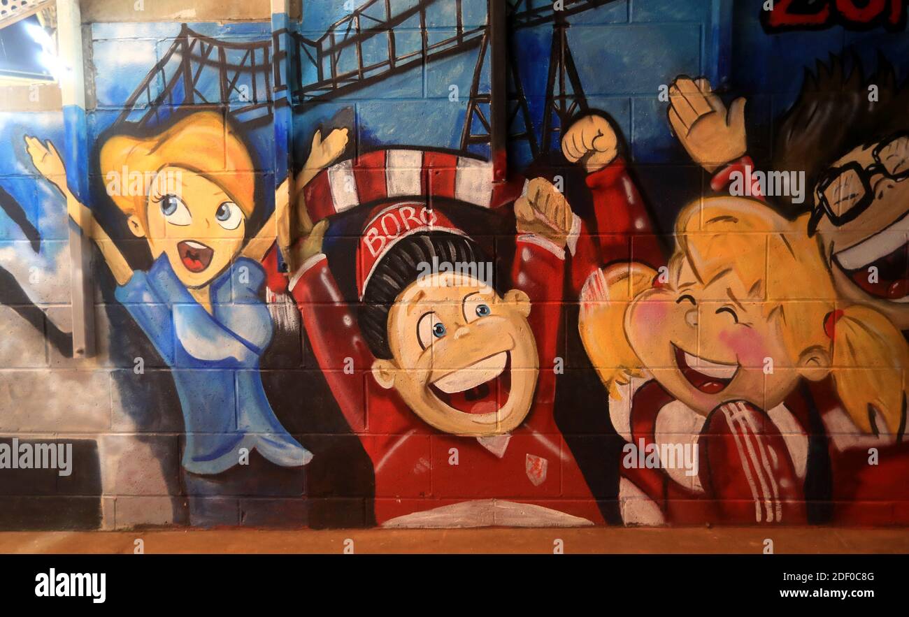 Murals inside the Riverside Stadium, Middlesbrough Stock Photo - Alamy