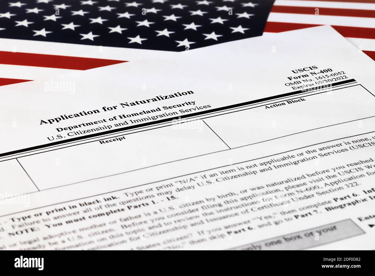 selective focus photo of n-400 form. application for naturalization, on ...