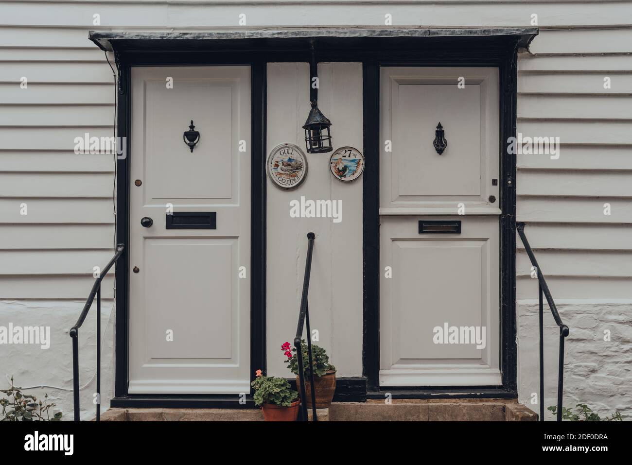 Rye, UK - October 10, 2020: Facade with front doors of the traditional ...