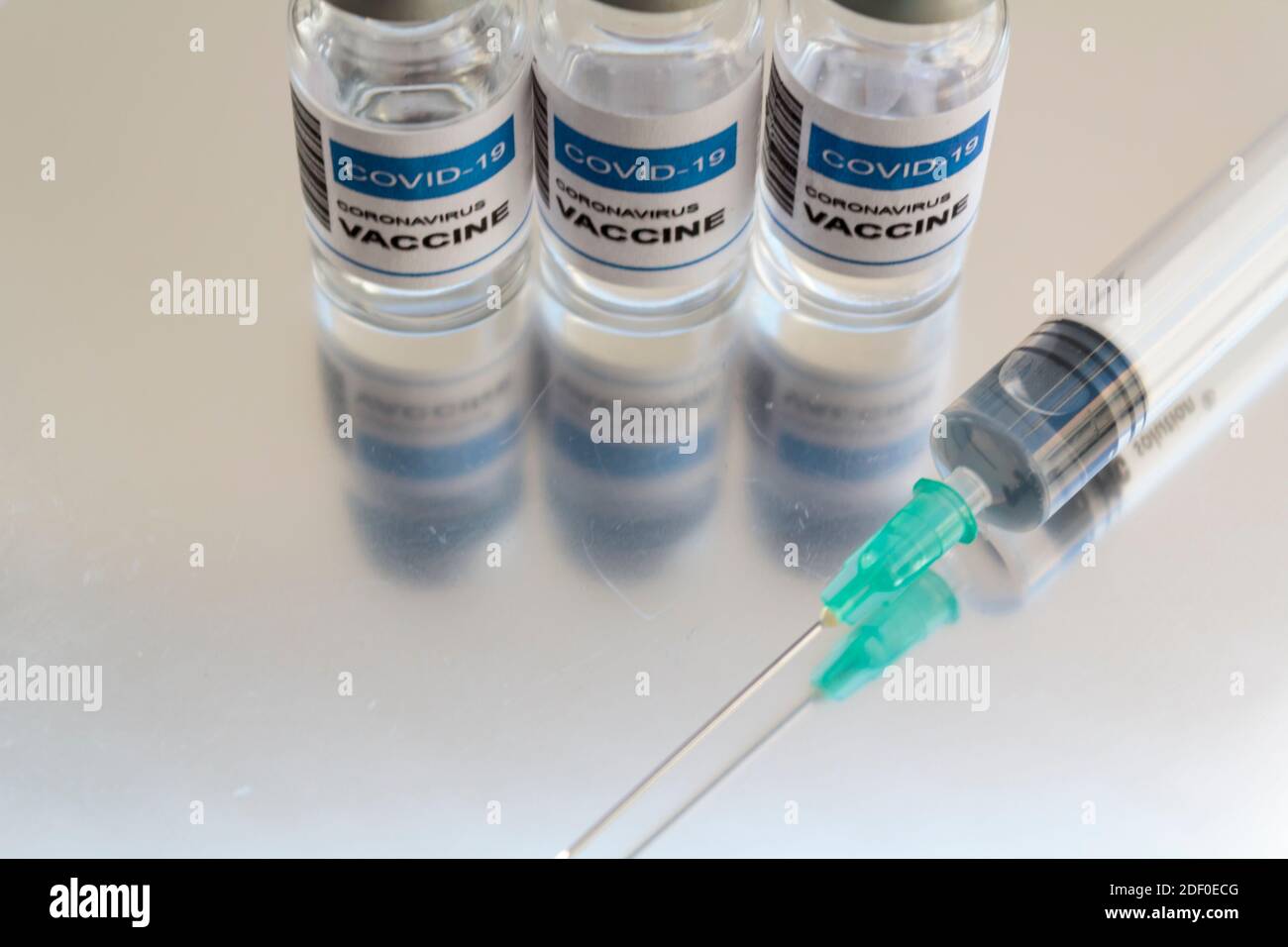 Laboratory Injection Vials with Covid-19 coronavirus vaccine and ...