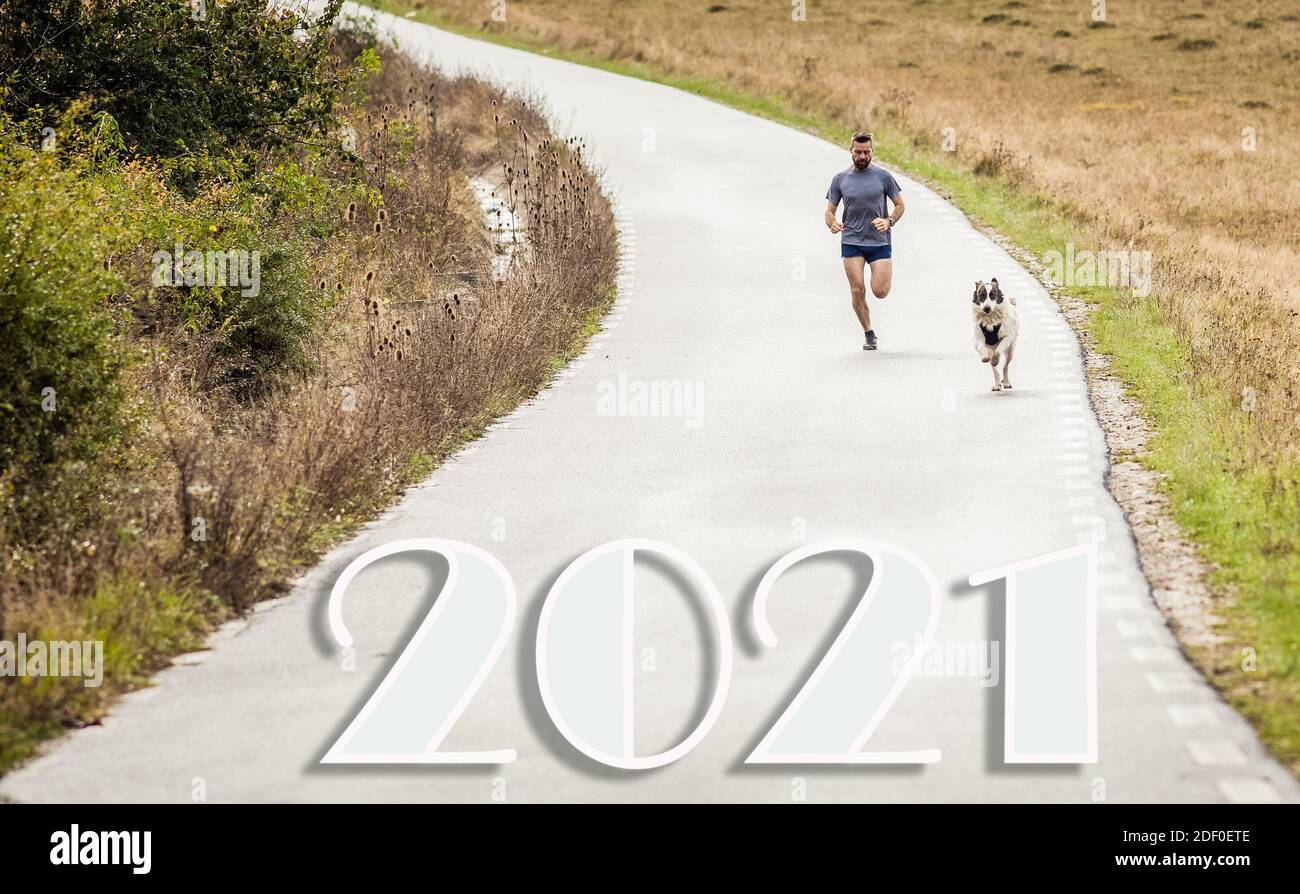 Athletic man running dog hi-res stock photography and images - Alamy