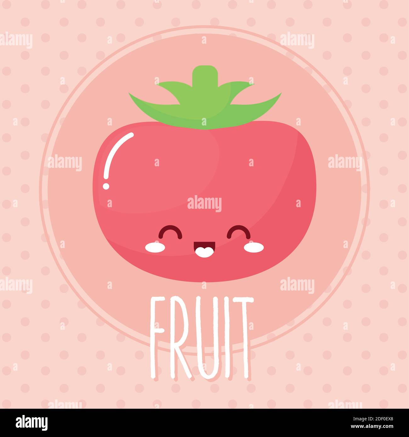 tomato kawaii fruit with a smile and fruit lettering Stock Vector Image ...