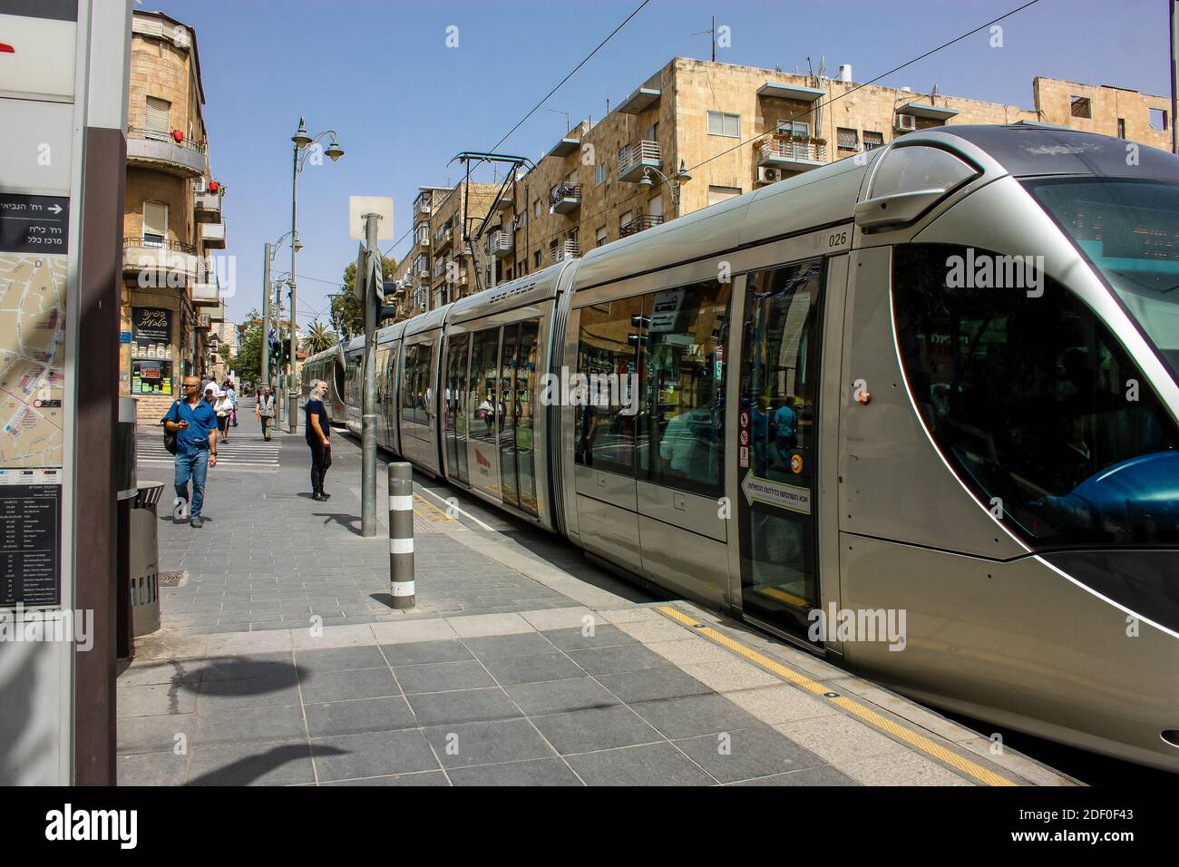 Jerusalem Israel, 2019 View of the tram also called Light Train before ...