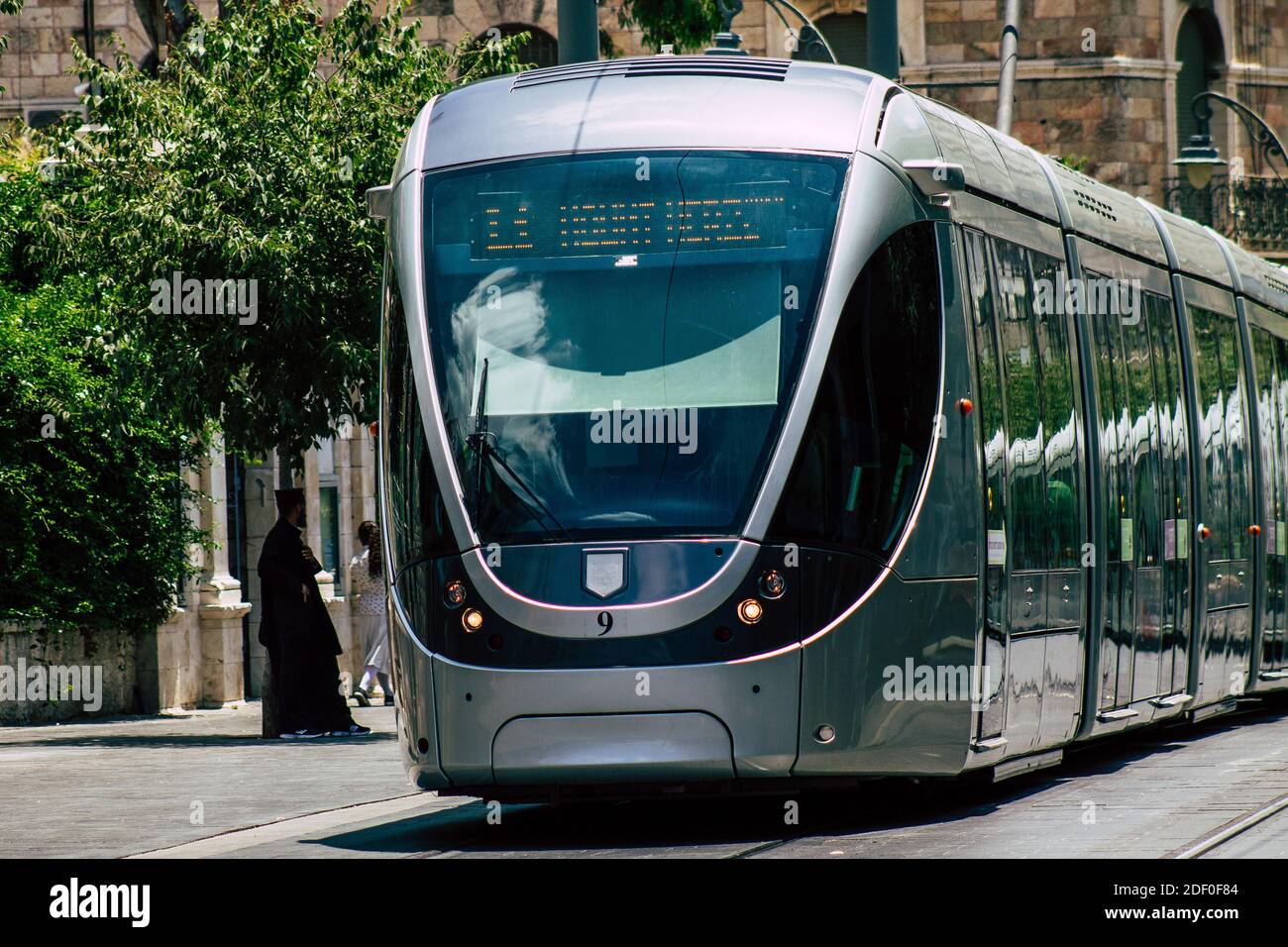 Jerusalem Israel, 2019 View of the tram also called Light Train before ...