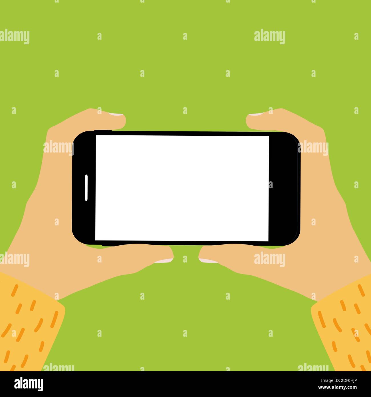 Hand holding mobile phone with empty screen template. Can be used for ...