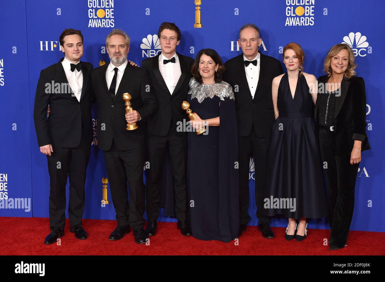 Dean-Charles Chapman, Sam Mendes, George MacKay, Pippa Harris, Callum ...