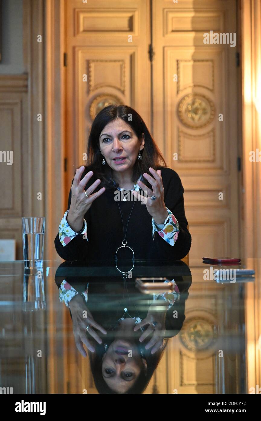 Paris Mayor Anne Hidalgo poses at her office at Paris City Hall, Paris ...