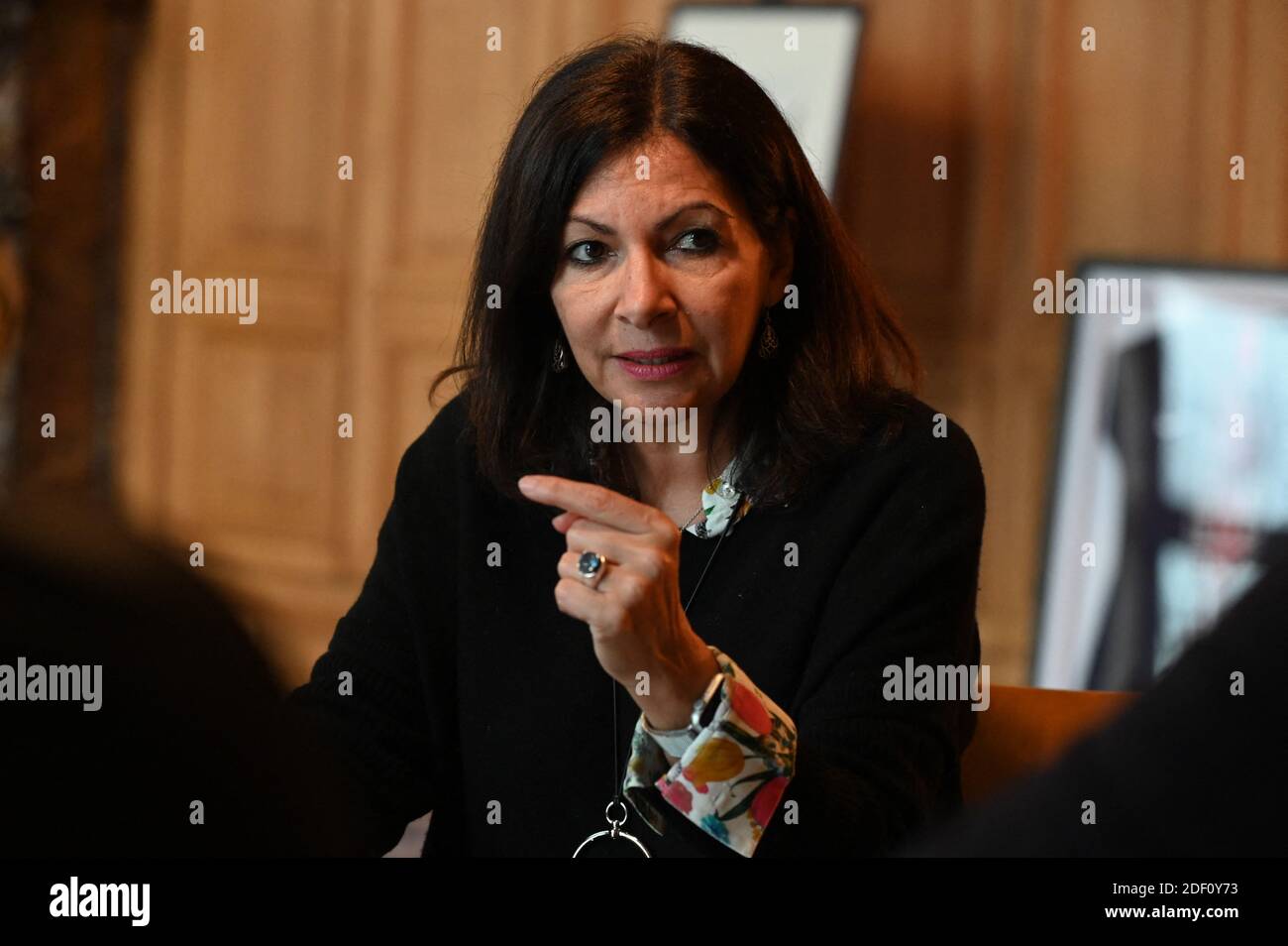 Paris Mayor Anne Hidalgo poses at her office at Paris City Hall, Paris ...