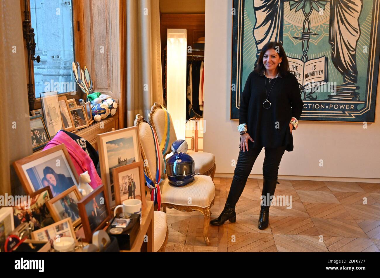 Paris Mayor Anne Hidalgo poses at her office at Paris City Hall, Paris ...