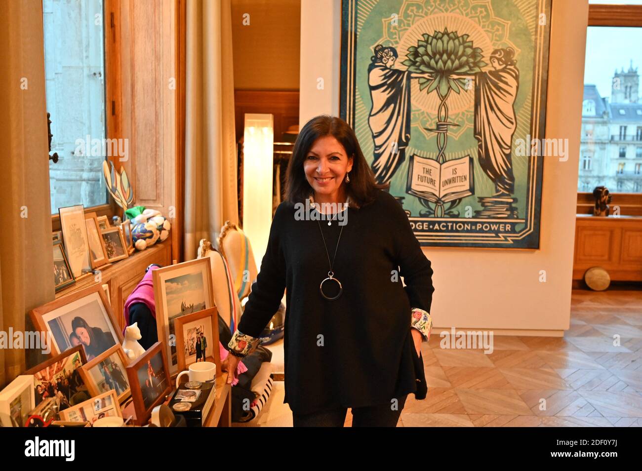 Paris Mayor Anne Hidalgo poses at her office at Paris City Hall, Paris ...