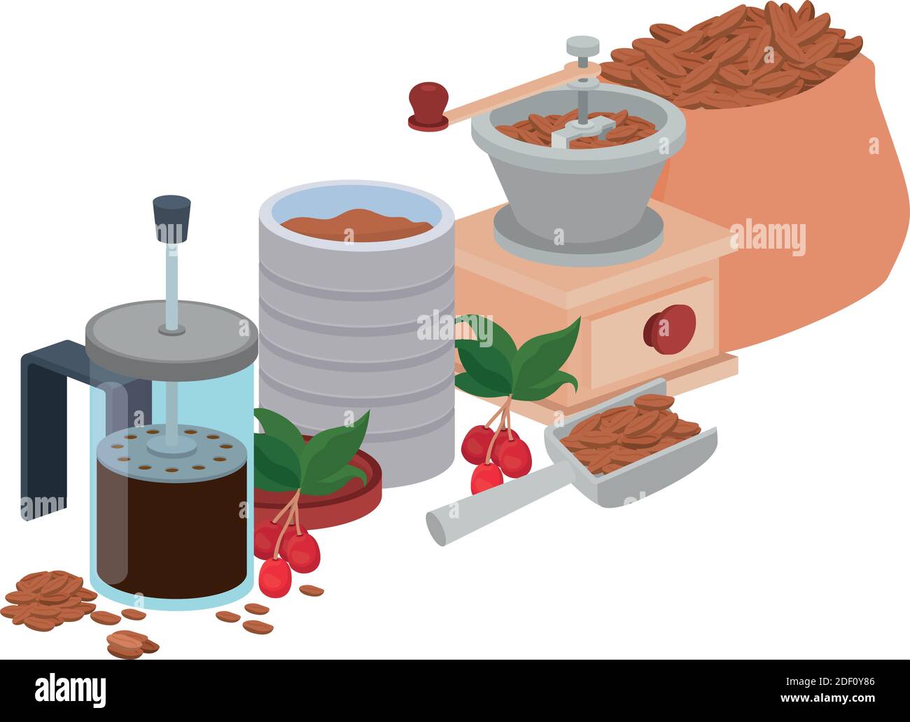 sets of items for cooking coffee Stock Vector Image & Art - Alamy