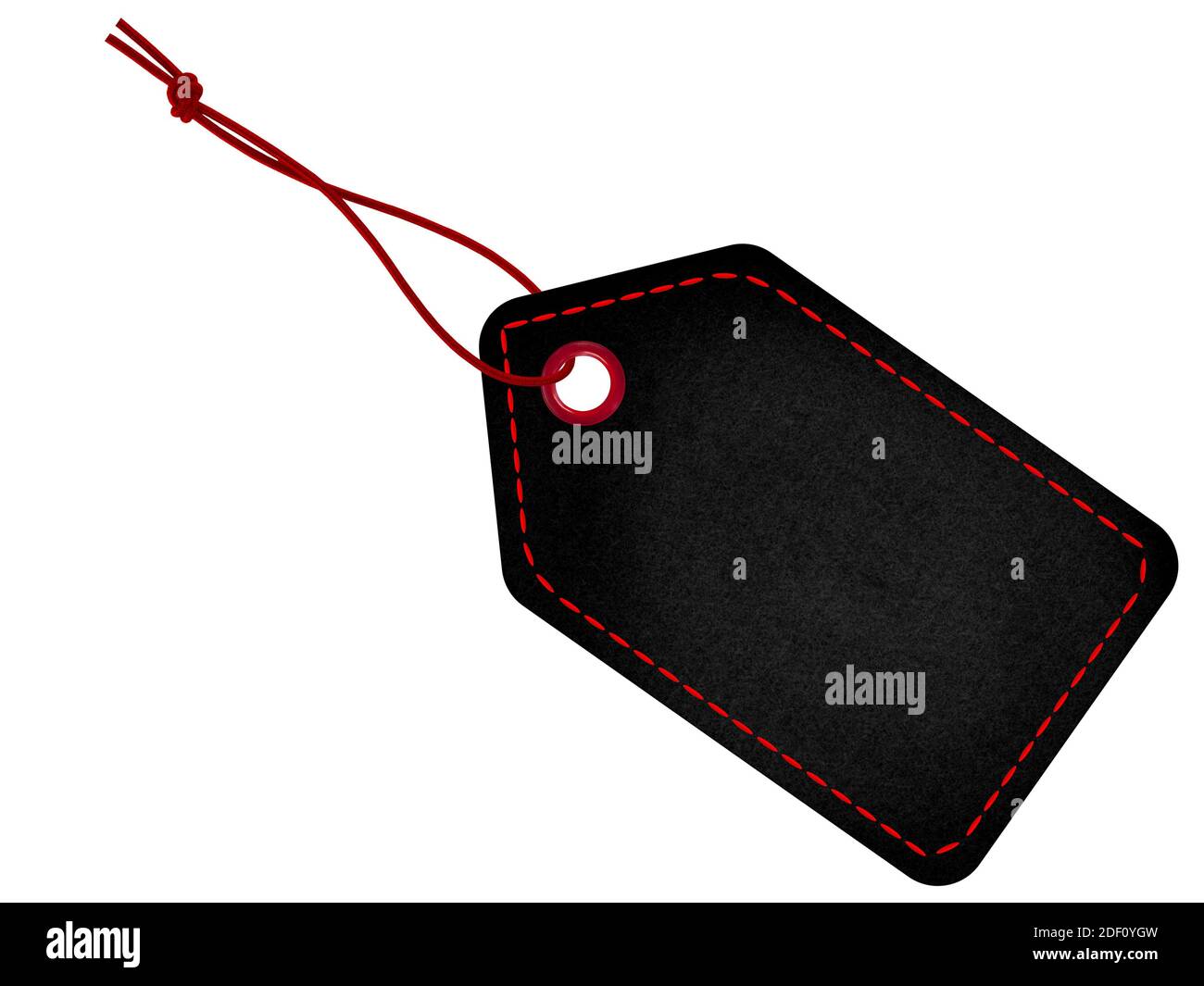 Blank black tag label with string and stitches isolated on white Stock ...