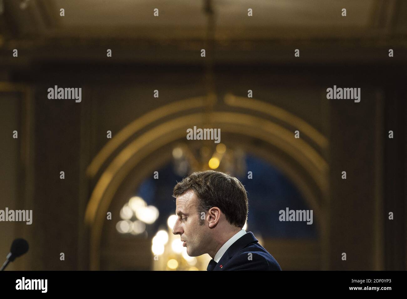 France's President Emmanuel Macron delivers his New Year wishes to the ...