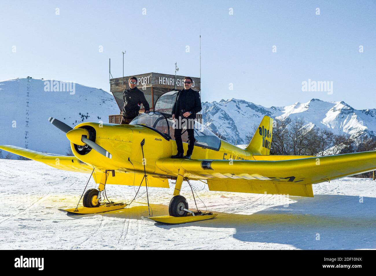 Jose Garcia pilots a plane with Youtuber Julien Gauger during the 23rd L'Alpe d'Huez Comedy Film ...