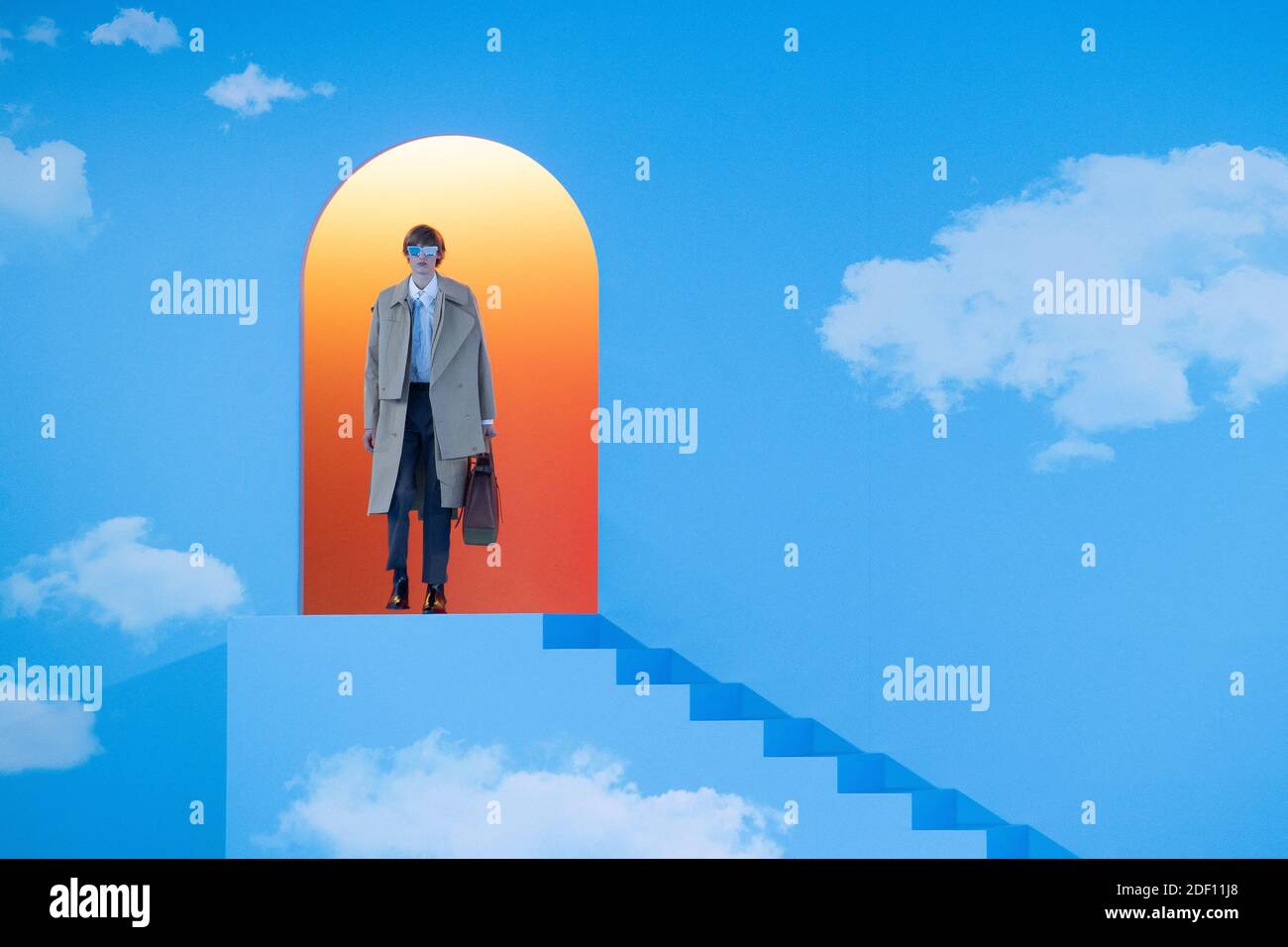 A model walks the runway during the Louis Vuitton Menswear Fall/Winter ...