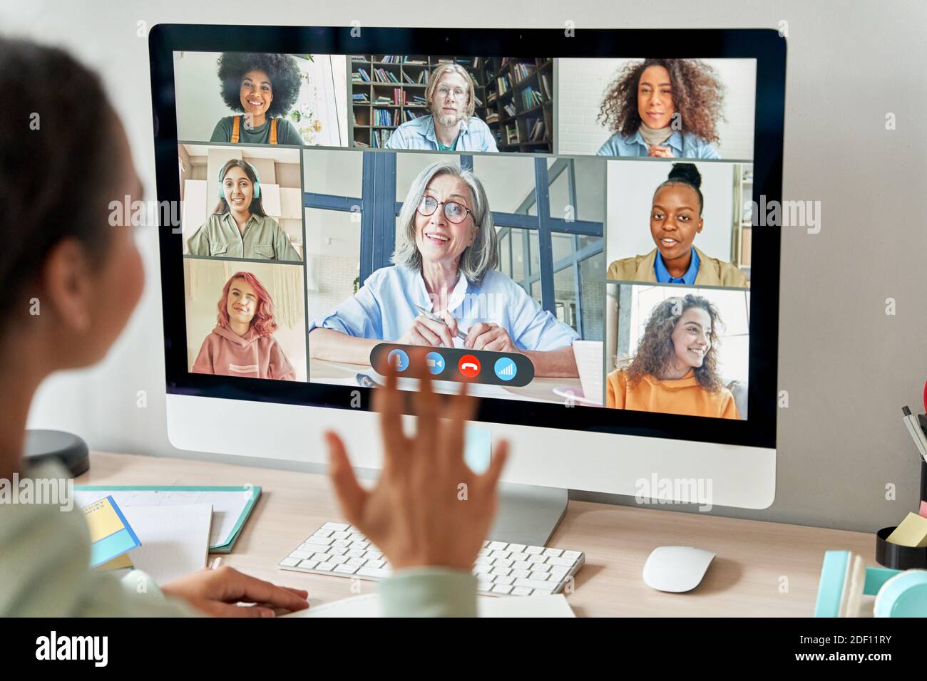 African teen school girl distance learning during online class with ...