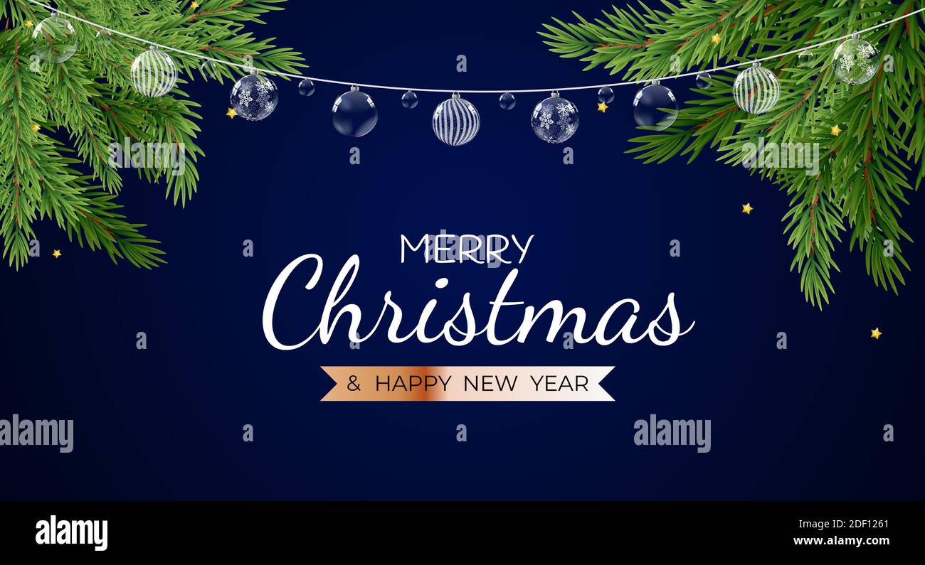 Merry Christmas and Happy New Year posters. illustration Stock Photo ...