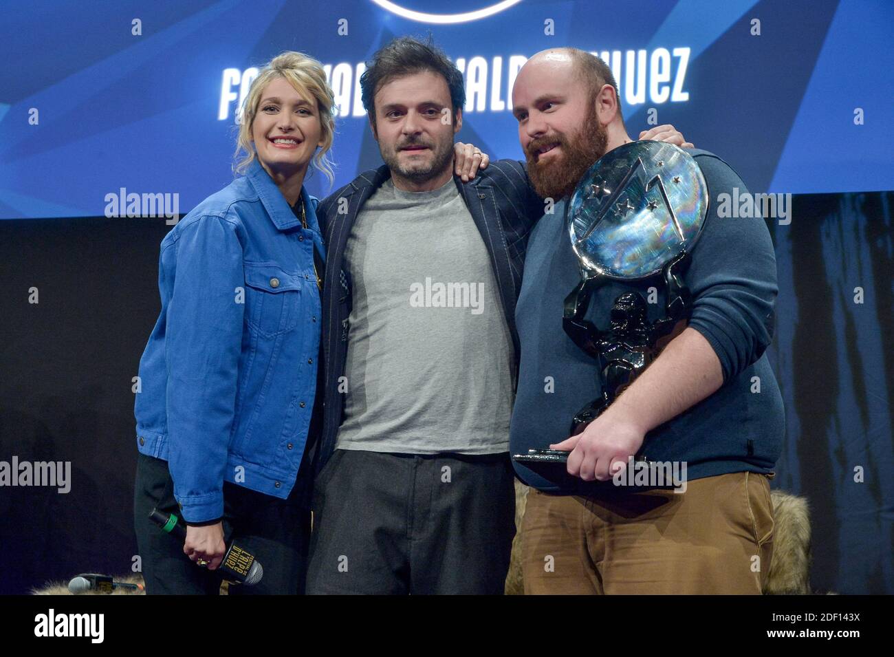 Caroline Anglade, Johann Dionnet, Marc Riso winning the Short Film ...