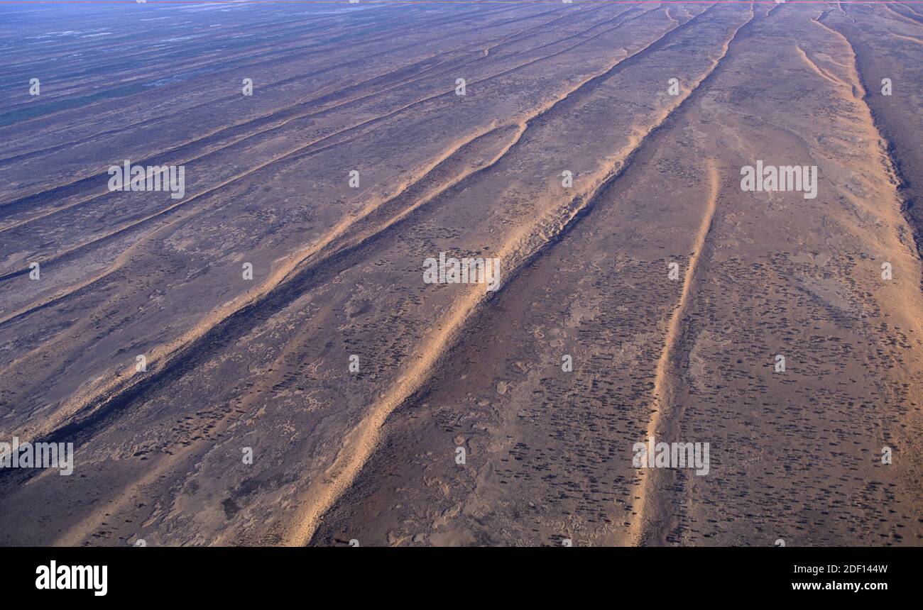 Aerial view of the Simpson Desert in western Queensland, Australia ...