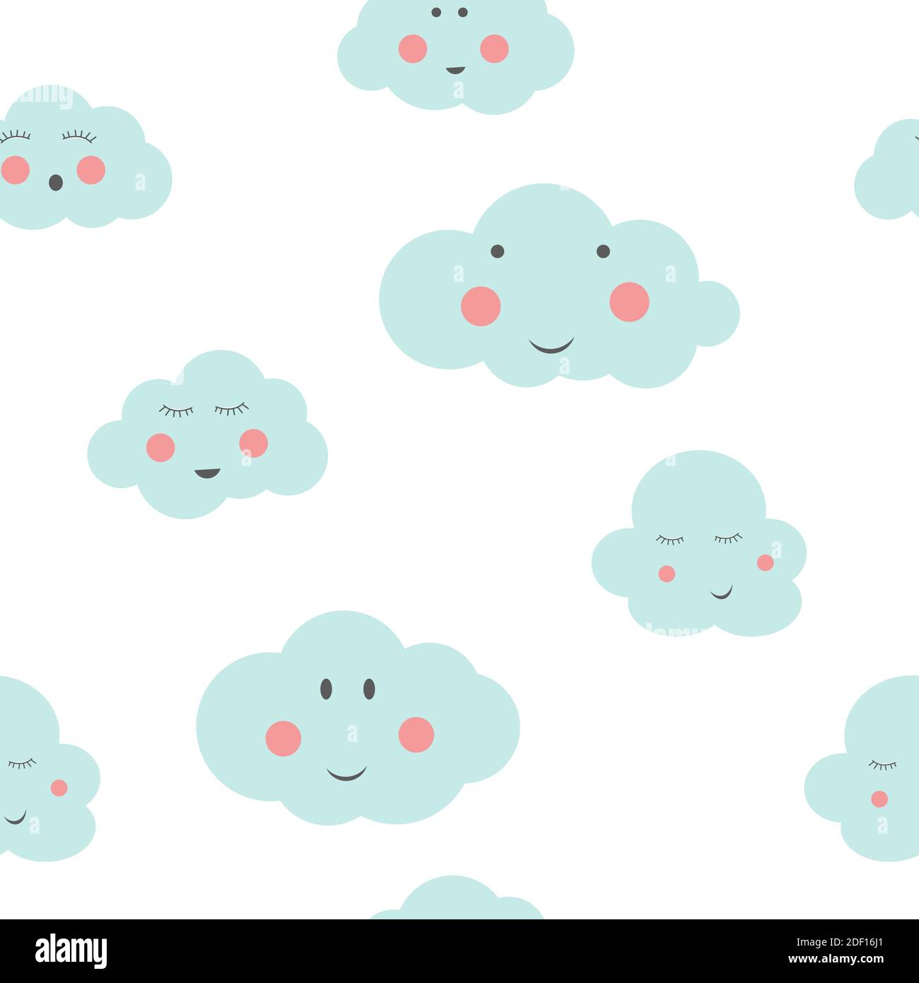 Seamless Pattern Background with Cute Little Child Cloud. Illustration ...