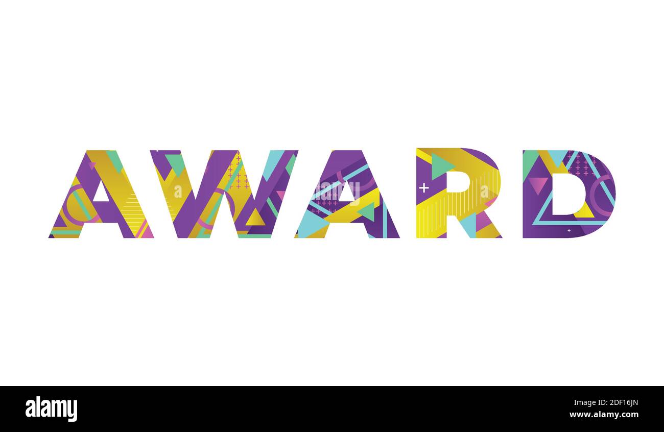 The word AWARD concept written in colorful retro shapes and colors ...