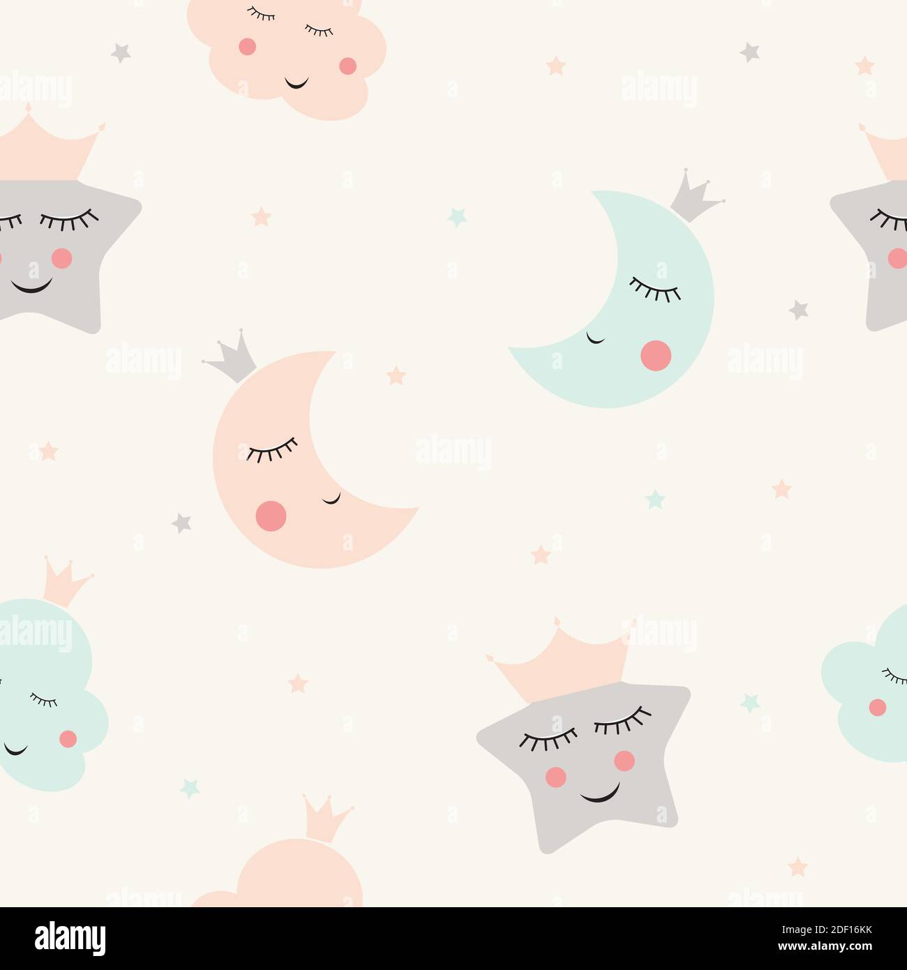 Seamless Pattern Background with Cute Little Child Cloud. Illustration ...